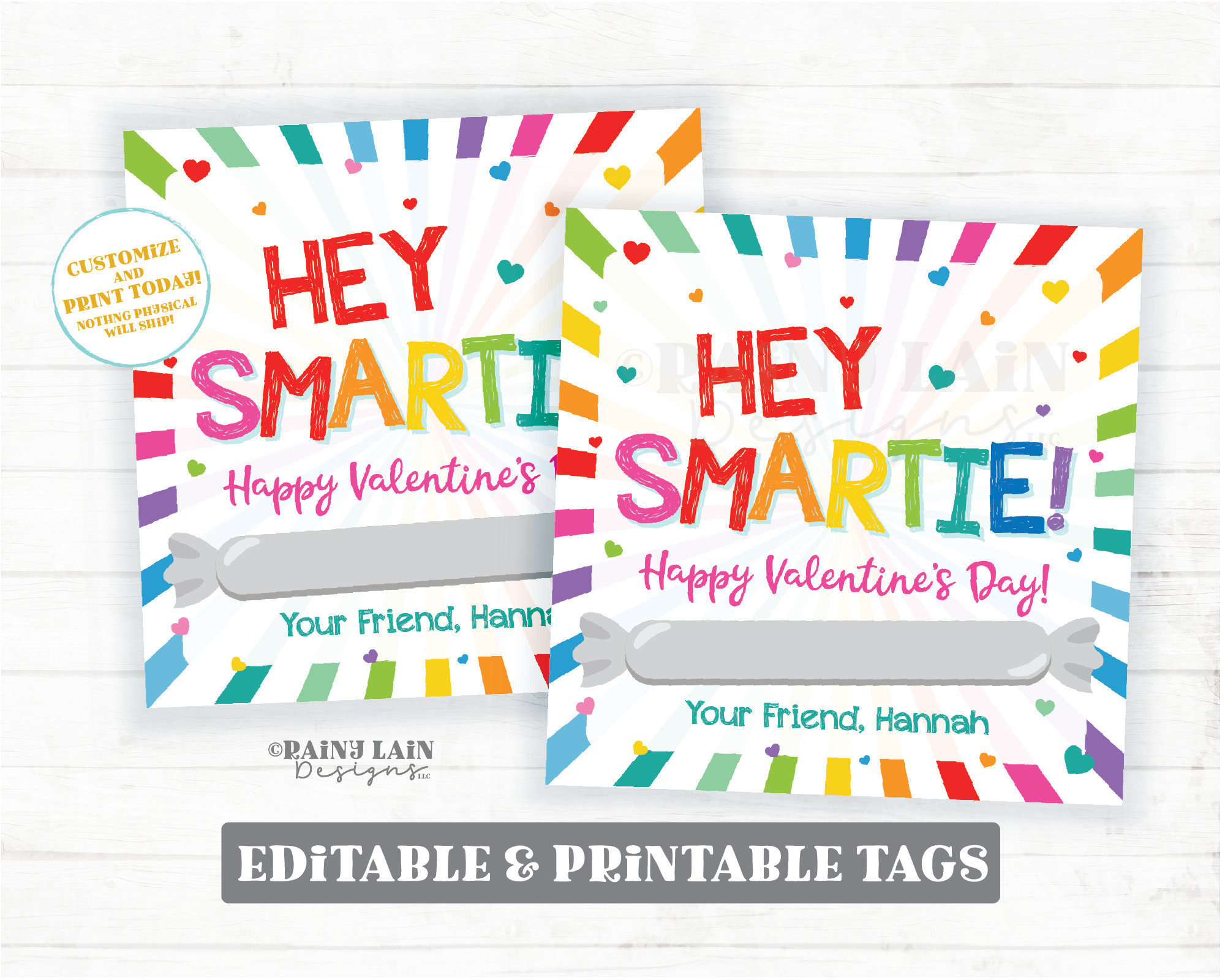 Hey Smartie Happy Valentine's Day Card, Smarty Tag, Cookie, Candy ...