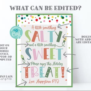 Salty Sweet Treat Sign, Christmas Something Salty and Sweet Holiday ...