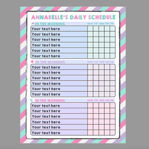 Printable Kids Daily Checklist Home School Schedule Editable Kids ...