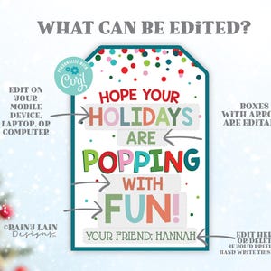Holiday Pop Gift Tag Holidays Are Popping With Fun Tag Christmas Fidget ...