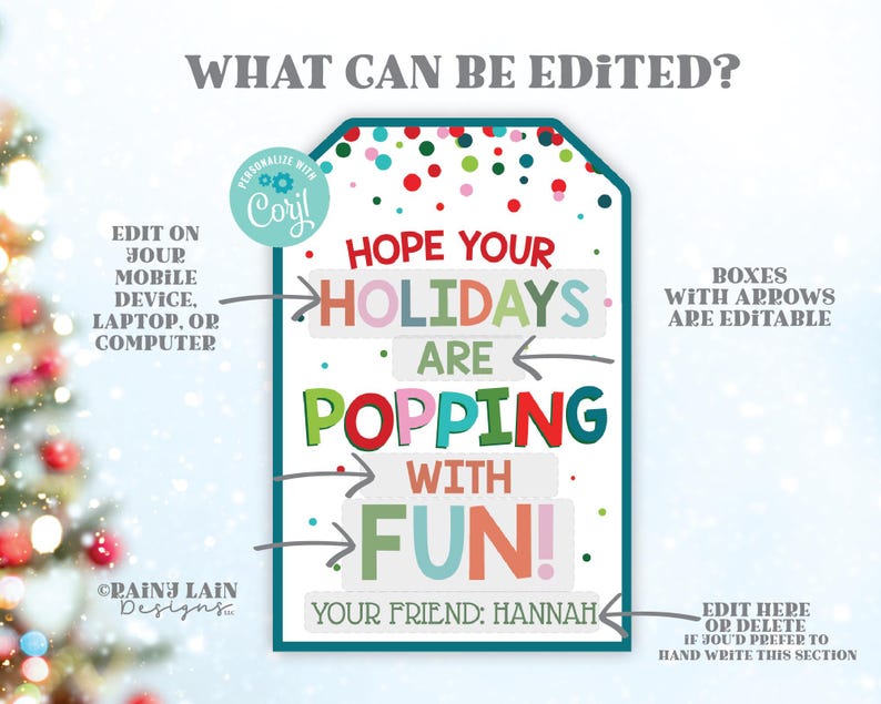 Holiday Pop Gift Tag Holidays Are Popping With Fun Tag Christmas Fidget ...