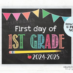 First Day of 1st Grade Sign Girl Printable First Day of School Sign ...