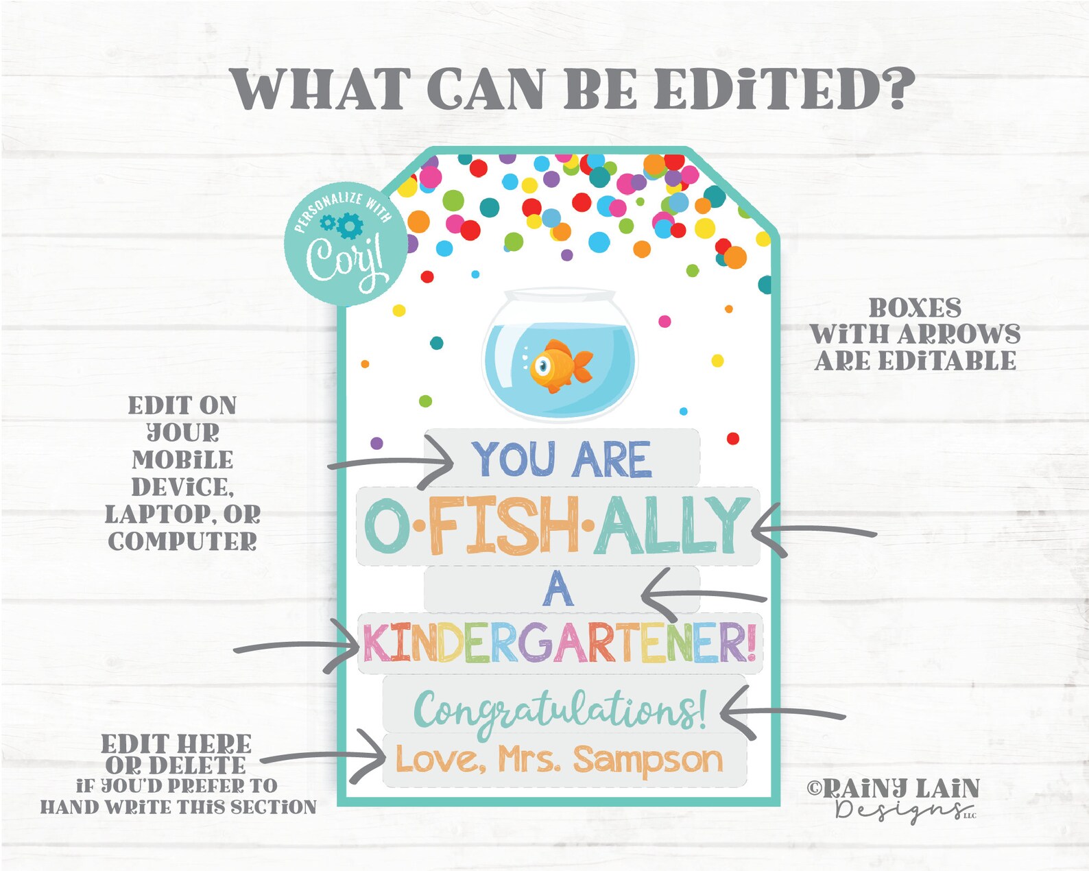 You Are O-fish-ally a Kindergartener Tag O Fish Ally 1st - Etsy