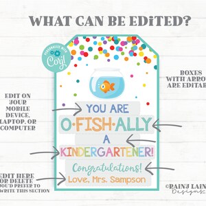 You Are O-fish-ally a Kindergartener Tag O Fish Ally 1st Grader 2nd 3rd ...