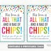Editable Chips Gift Tag, You're All That and a Bag of Chips, Employee ...