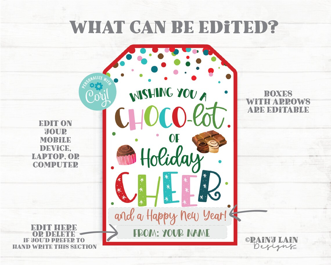 Holiday Chocolate Gift Tag Christmas Choco-lot of Holiday - Etsy