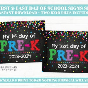 First and Last Day of Pre-k Sign Set Back to School Chalkboard - Etsy