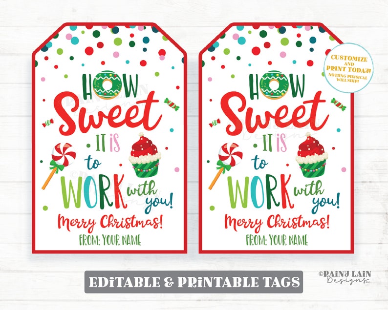 How Sweet It is to Work With You Christmas Gift Tag Staff | Etsy