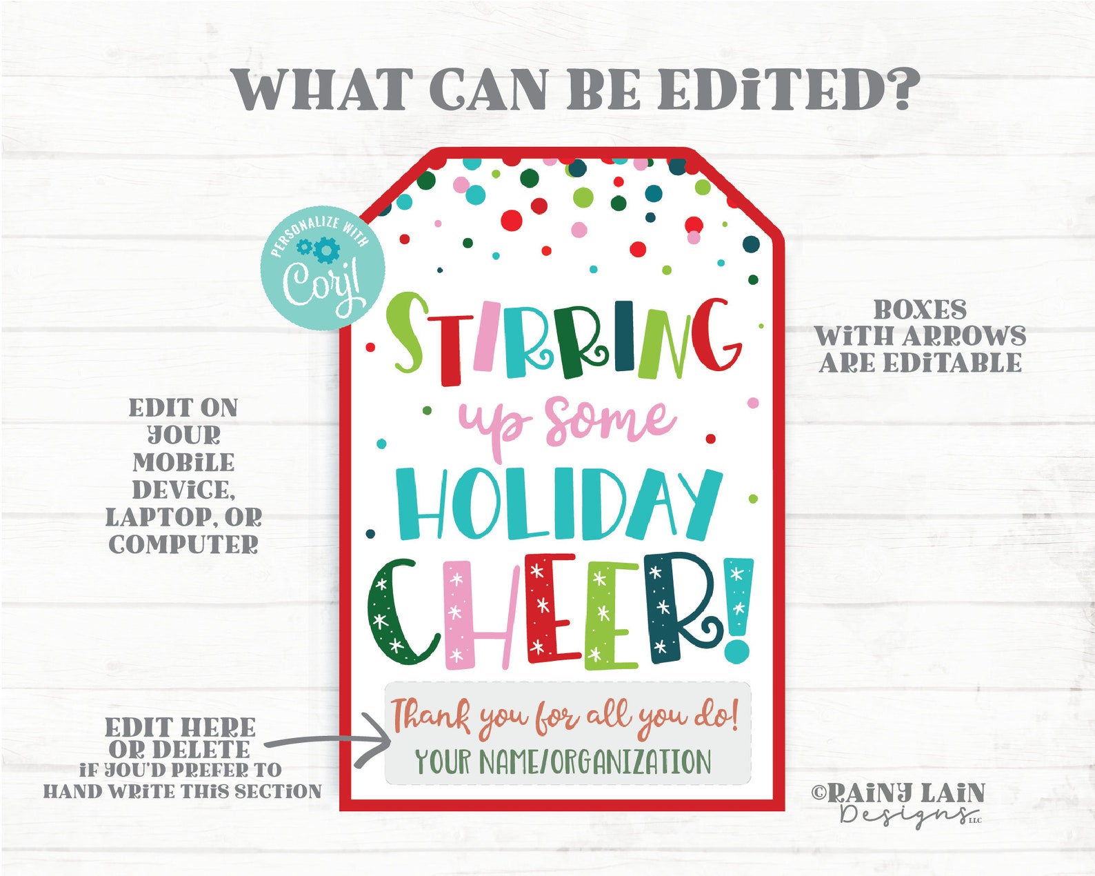 Stirring up Some Holiday Cheer Tags Editable Christmas Tags Holiday ...