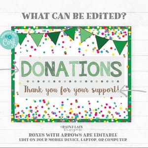 EDITABLE Donations Sign, Printable Fundraiser, Donate Military Troops ...