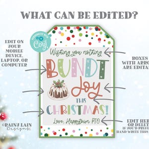 Editable Christmas Bundt Cake Tag, Nothing Bundt Joy, Holiday ...