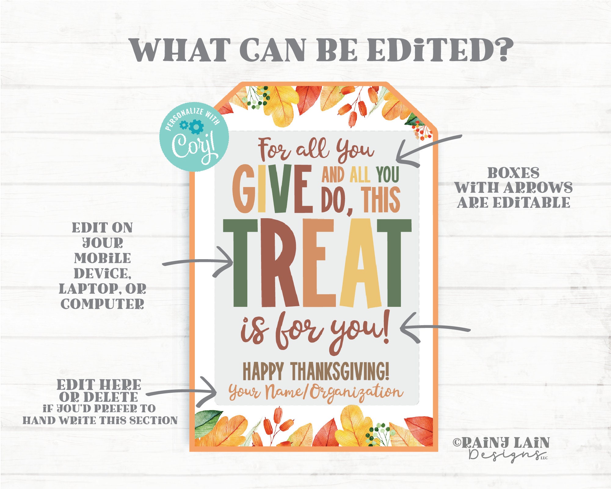 For All You Give and All You Do This Treat is for You Tag Fall Leaves ...