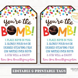 You're the Bomb Tag Editable Cocoa Bomb Tags Hot Cocoa Bomb Gift Hot ...