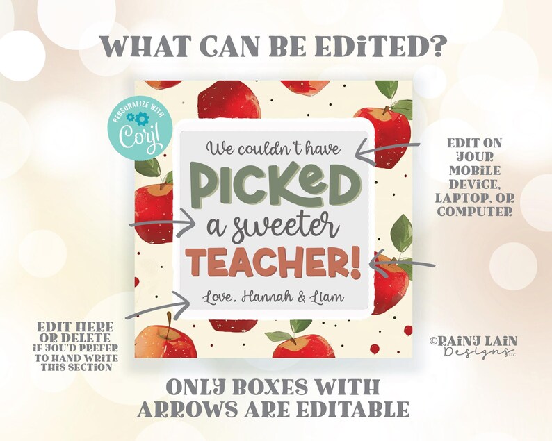 Couldn't Have Picked a Sweeter Tag, Editable Caramel Apple Kit Tag ...