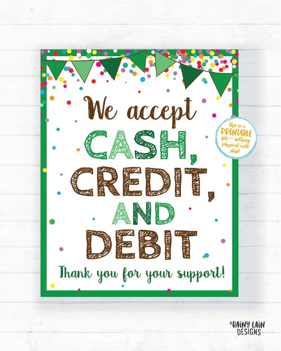 Printable Credit Cards Accepted Sign
