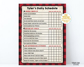 Plaid Chore Chart Template - Etsy