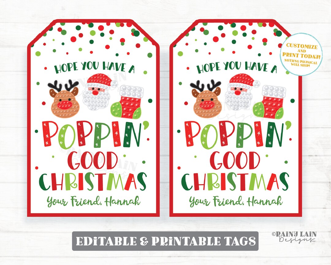 Christmas Pop Gift Tag Poppin Good Popping Holiday Fidget Toys Teacher ...
