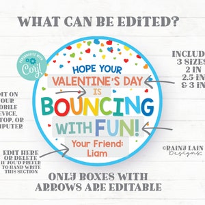 Bouncy Ball Valentine Tag, Bouncing With Fun, Bounce Valentine's Day ...