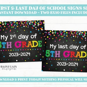 First and Last Day of 5th Grade Sign Set Fifth Grade Back to - Etsy