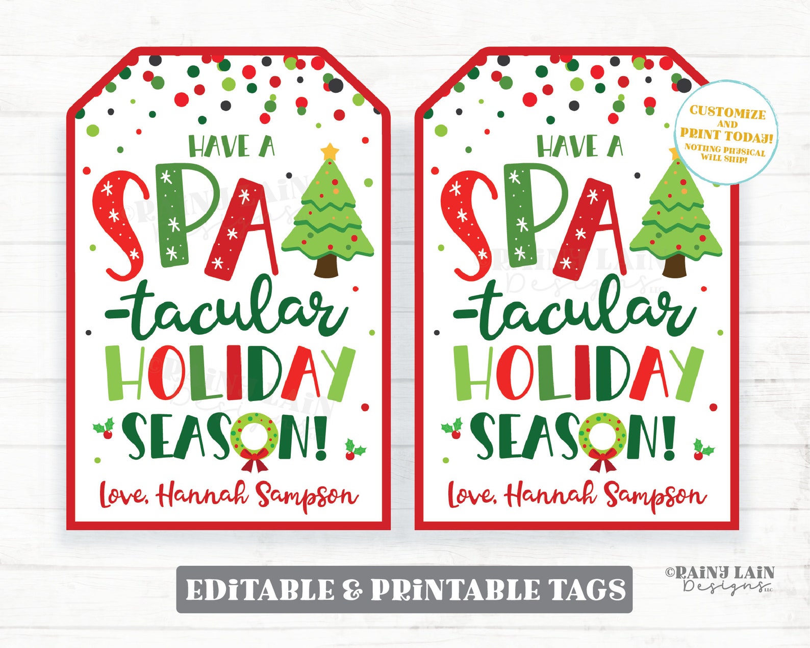 Spa-tacular Holiday Season Tag Spa Christmas Gift Tag Beauty ...