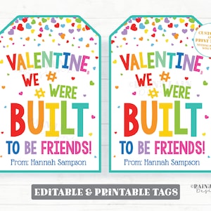 We Were Built to Be Friends Valentine Tag, Building Block, Puzzle Piece ...