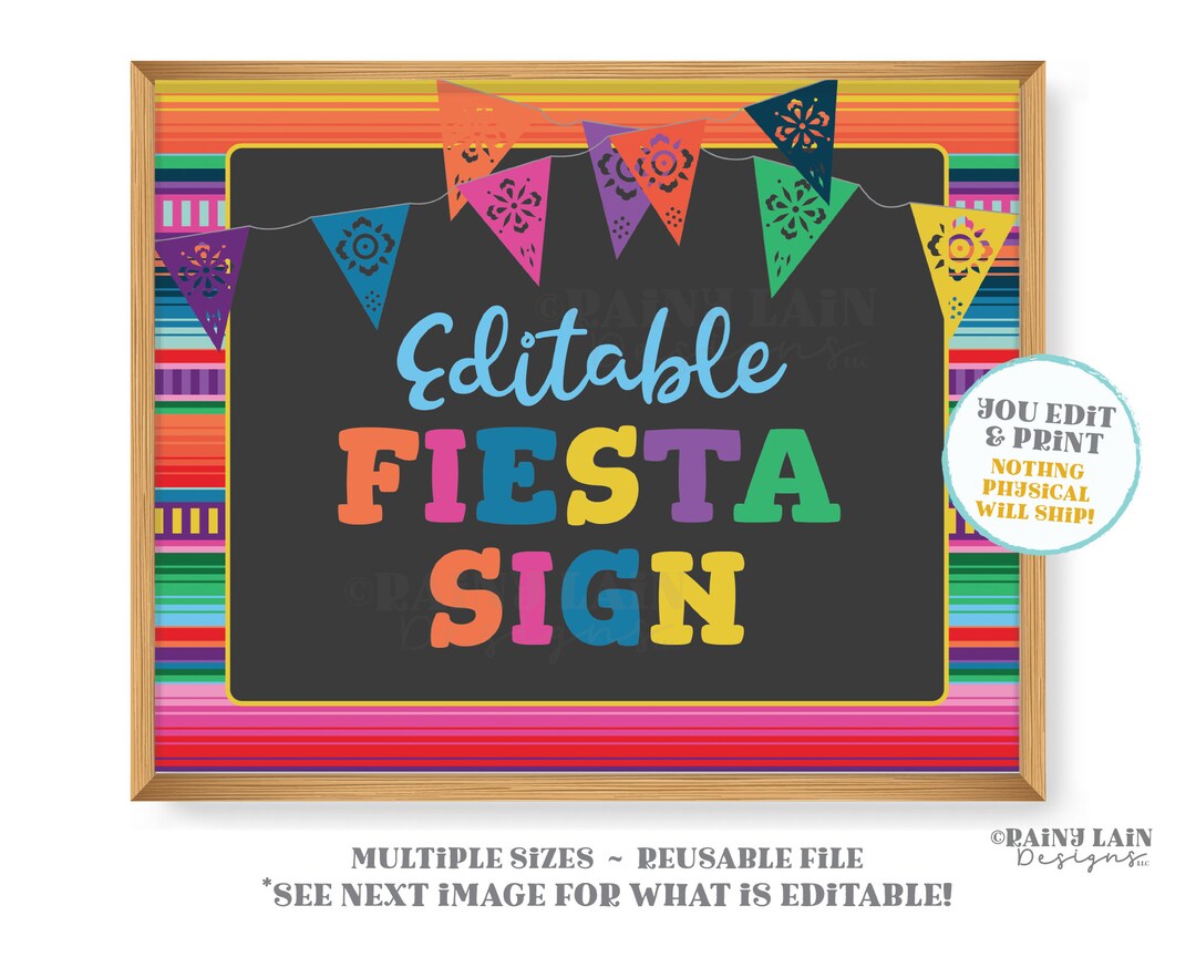 Editable Fiesta Sign Custom Serape Welcome Fiesta Ideas Decorations ...