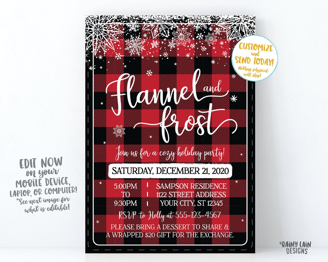 Flannel and Frost Invitation Flannel Holiday Party Flannel and Frost ...