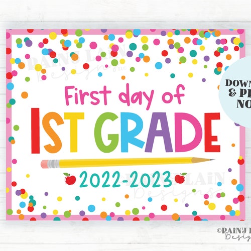 Boho Rainbow First Day of School Sign Printable Girl Back to - Etsy