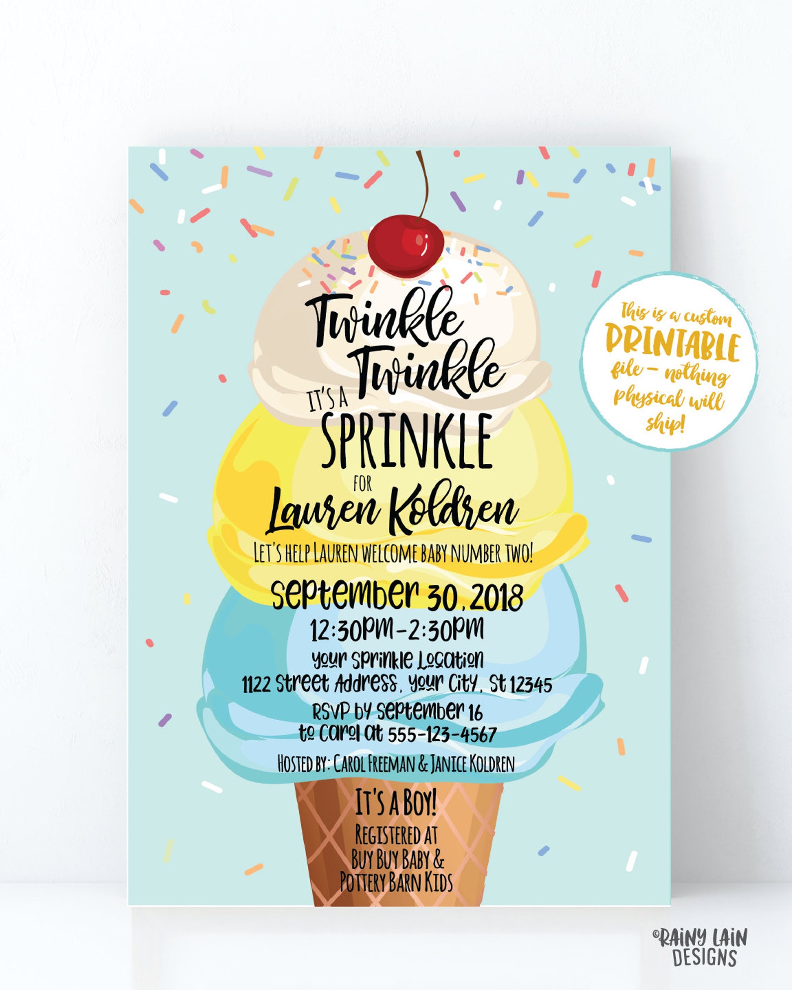 Twinkle Twinkle It's a Sprinkle Boy Sprinkle Invitation - Etsy