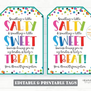 Salty Sweet Treat Tag, Teacher Appreciation, Something Salty and Sweet ...