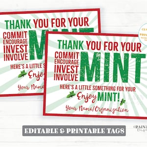 Christmas Mint Gift Tag Employee Appreciation Company - Etsy