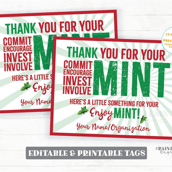 Employee Mint Appreciation Tag - Etsy