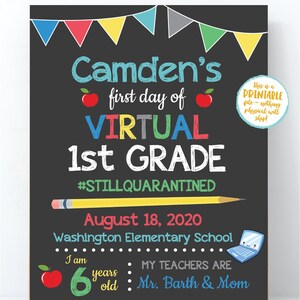 First Day of Virtual School Sign Editable 1st Day of Virtual School ...