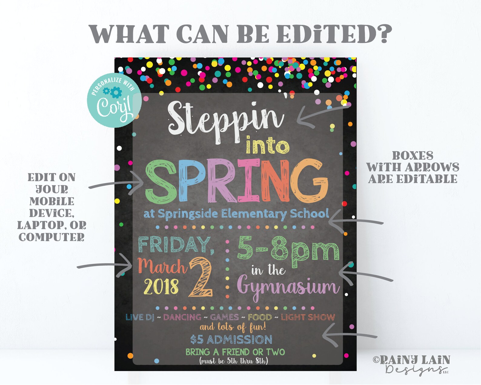 Spring Dance Flyer, Editable Dance Invitation, Steppin Into Spring ...