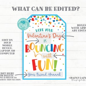 Bouncing With Fun Valentine Tag, Valentine's Day Bouncy Ball Gift ...