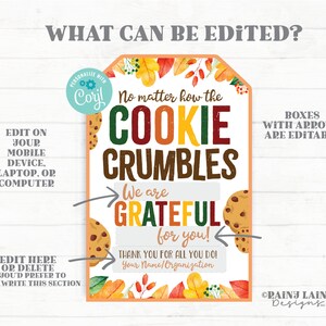 No Matter How the Cookie Crumbles Tag Grateful for You Fall Autumn ...