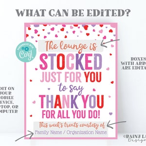 Teacher's Lounge Sign Valentine's Day Lounge Stocked Refrigerator ...