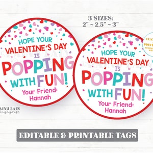 Popping With Fun Tag, Valentine Pop Fidget Toy Pop Popcorn Gift Tag ...