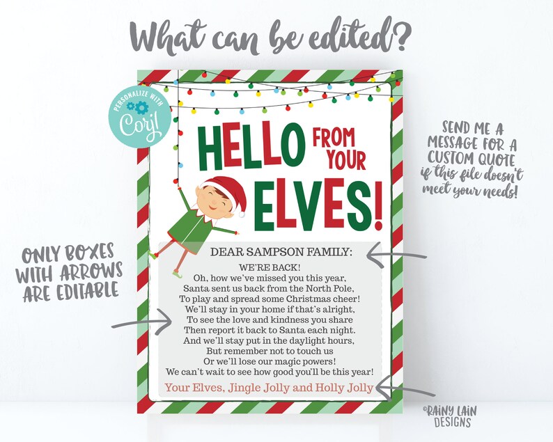 Hello From Your Elves, Elf Hello Letter, Christmas Elves Letter ...