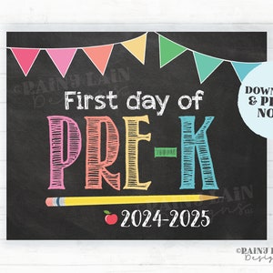 First Day of Pre-k Sign Girl Printable First Day of School Sign Back to ...