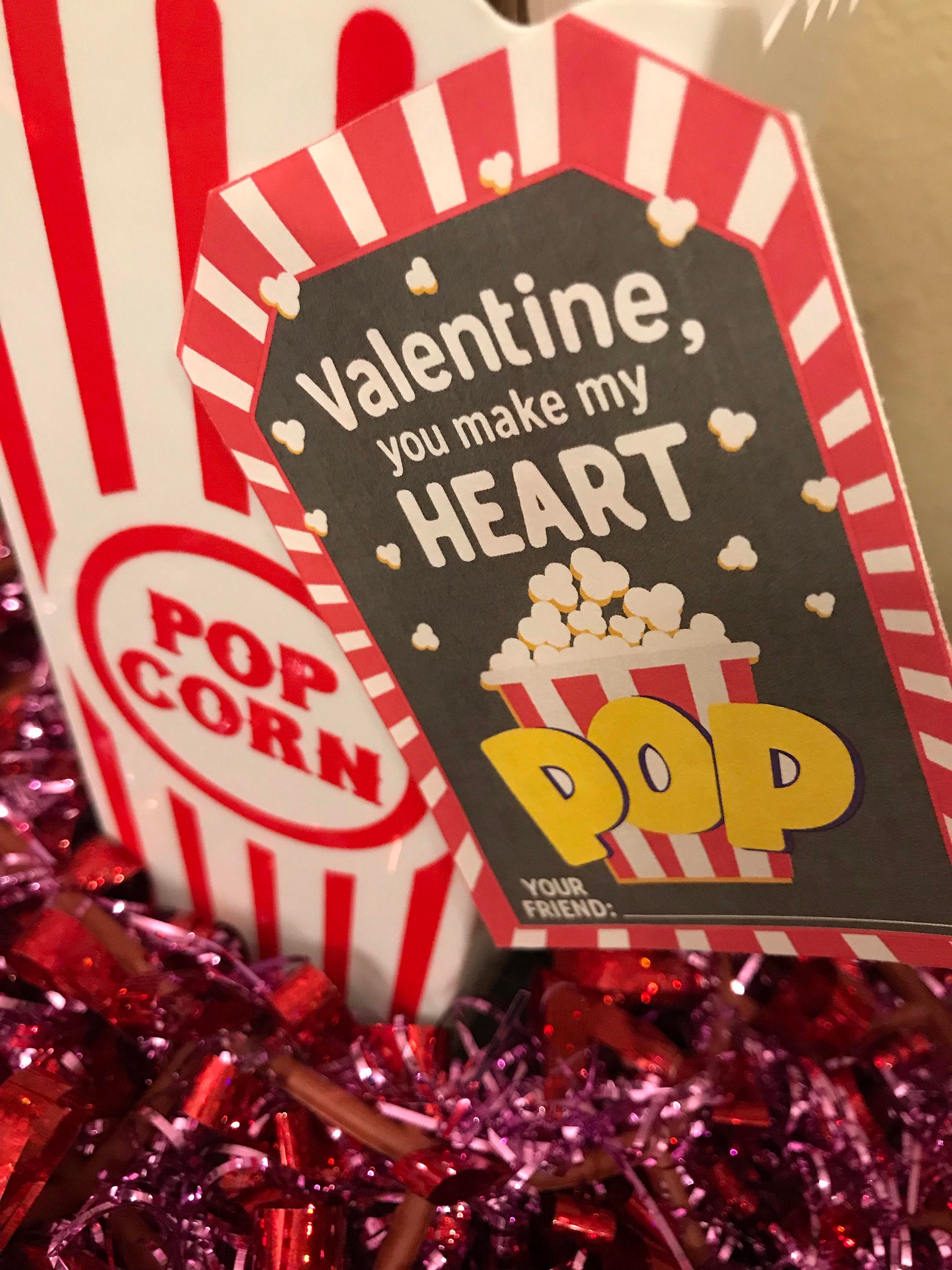 Popcorn Valentine You Make My Heart Pop Valentine Tags | Etsy