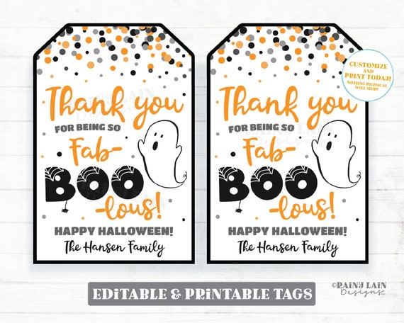 Thank You for Being Fab BOO Lous Halloween Tag Thank You | Etsy