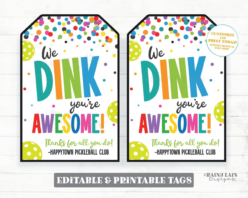 Dink You're Awesome Tag Pickleball Gift Tag Pickle Ball - Etsy