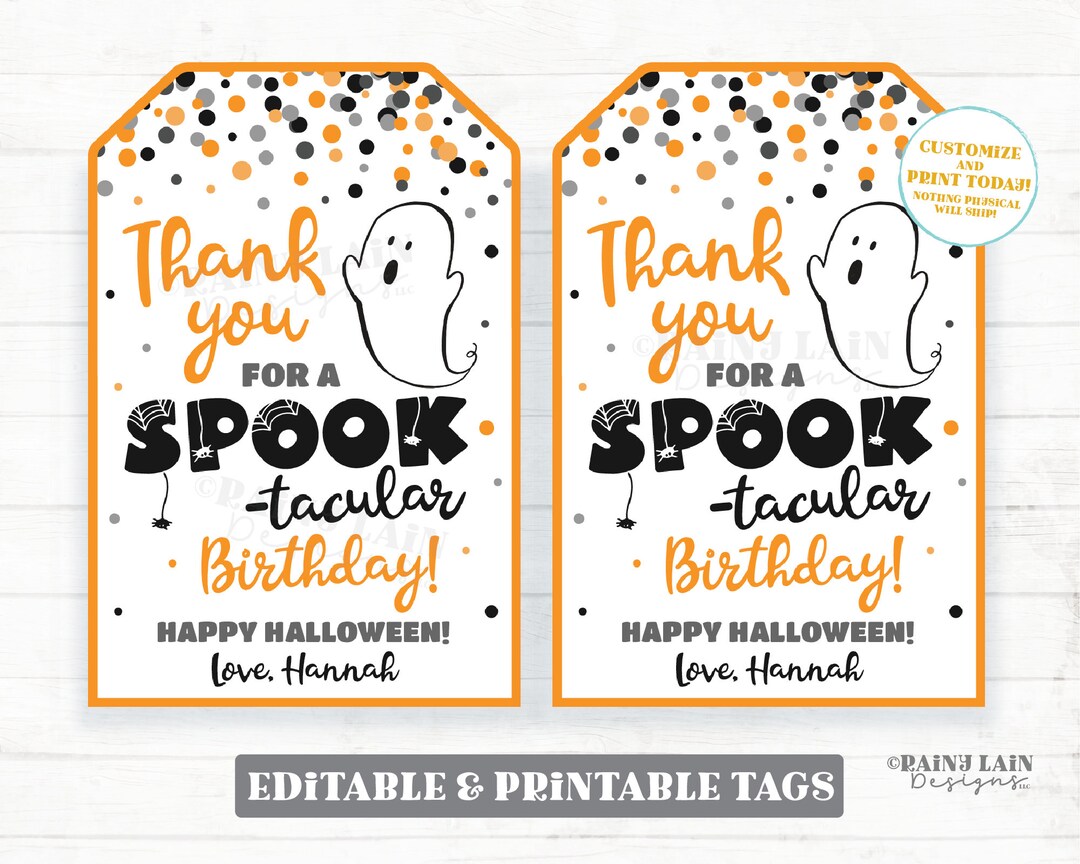 Thank You for a Spook-tacular Birthday Tag Halloween Birthday Party ...