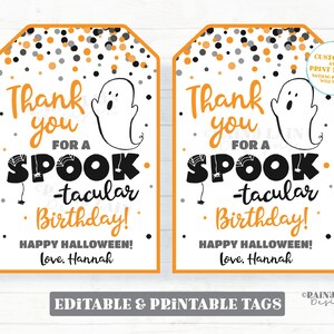 Thank You for a Spook-tacular Birthday Tag Halloween Birthday Party ...