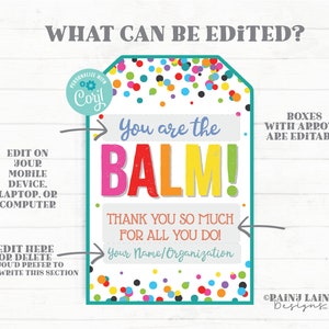 You Are the Balm Gift Tag Chapstick Lip Balm Employee Appreciation ...