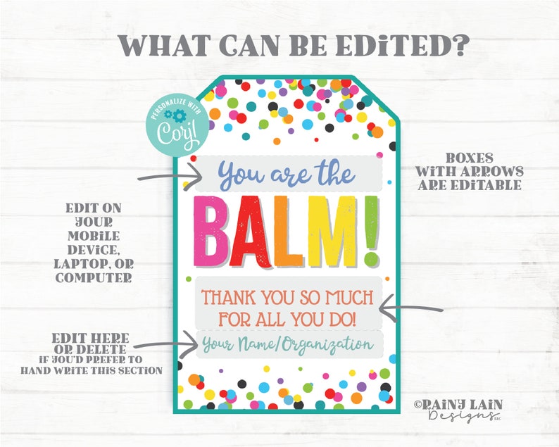 You Are the Balm Gift Tag Chapstick Lip Balm Employee Appreciation ...