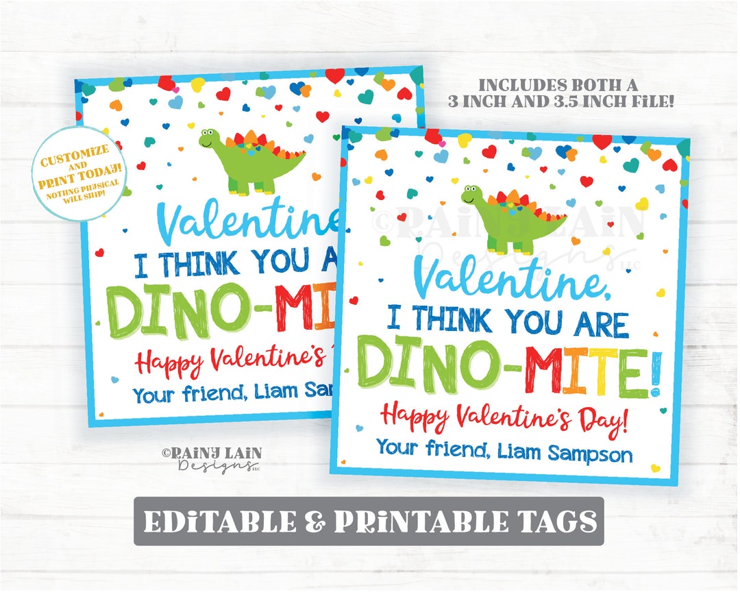 Dino-mite Valentine Tag, Dinosaur Egg, Dinomite Friend Dino Gift ...