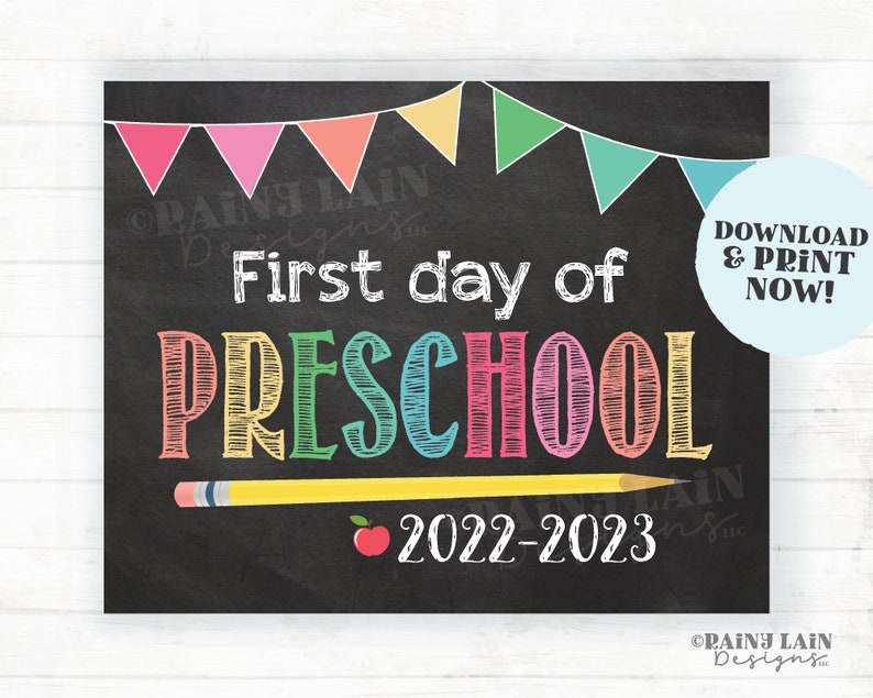First Day of Preschool Sign Girl Printable First Day of School - Etsy