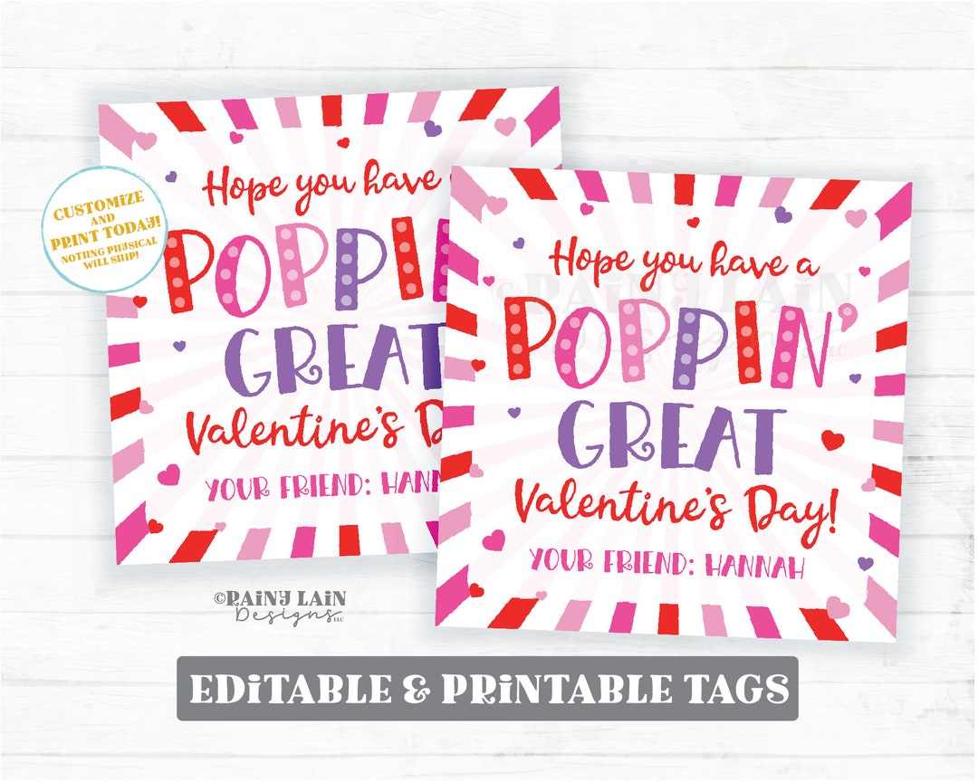 Poppin Great Valentines Day Tag, Pop Bracelet Gift, Popping Valentine ...